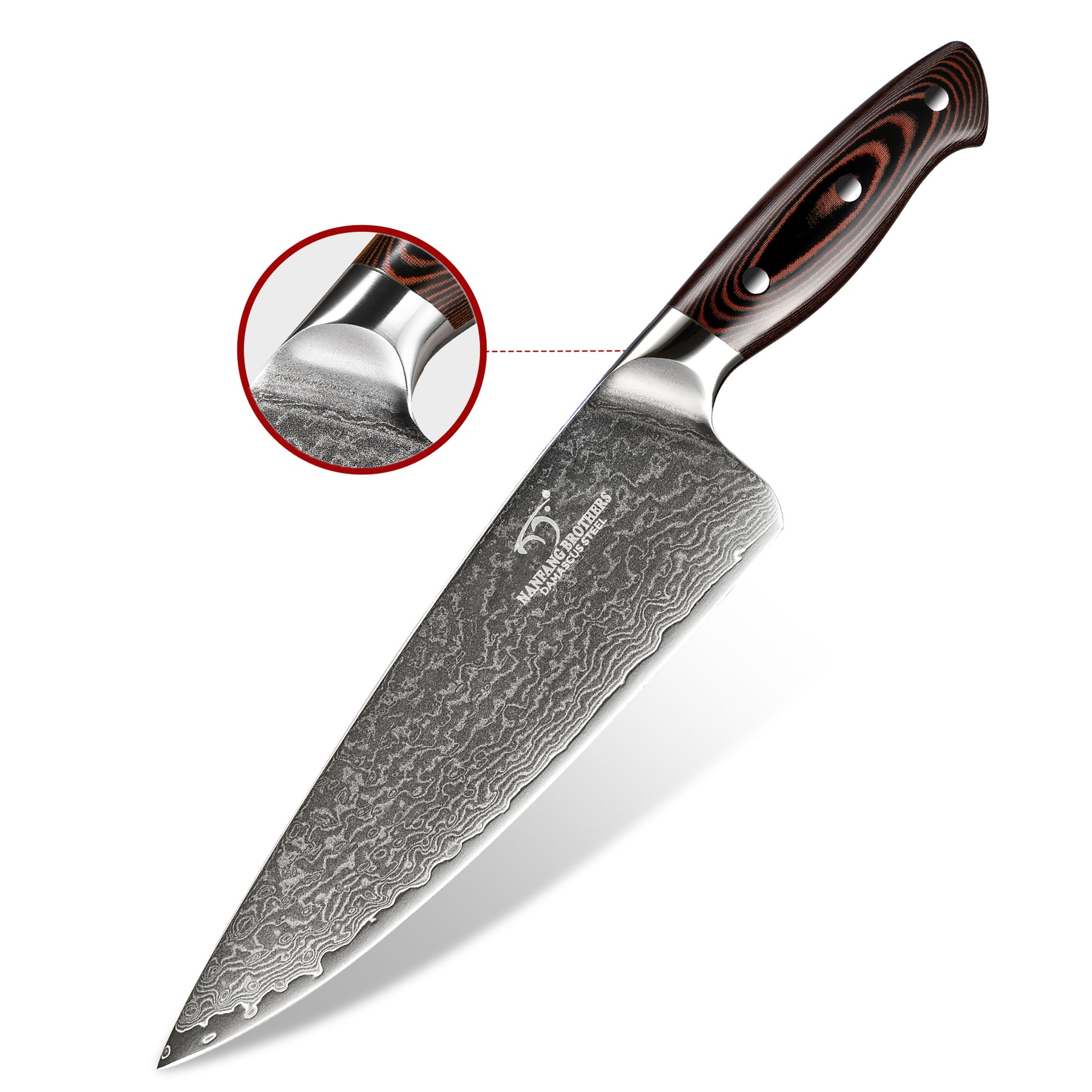 8 Inch Damascus Kitchen Chef Knife with High Fiber Micarta Handle ...